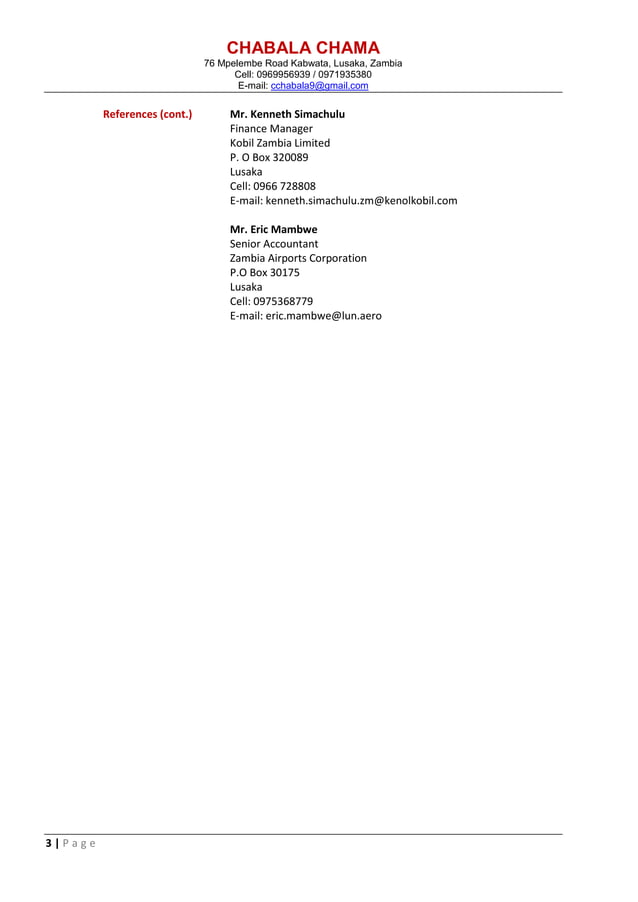 CHABALA CHAMA-RESUME | PDF