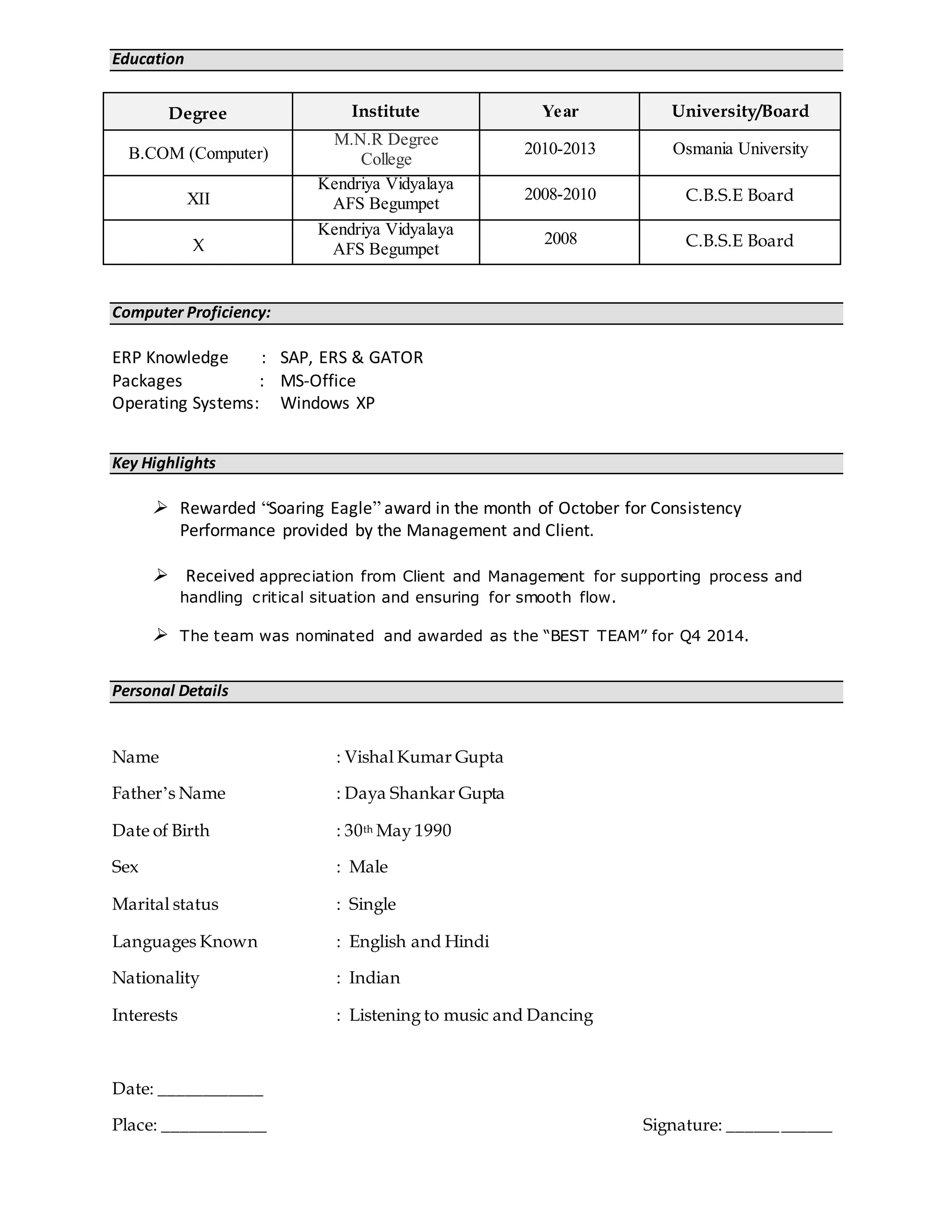 Vishal Resume | DOCX