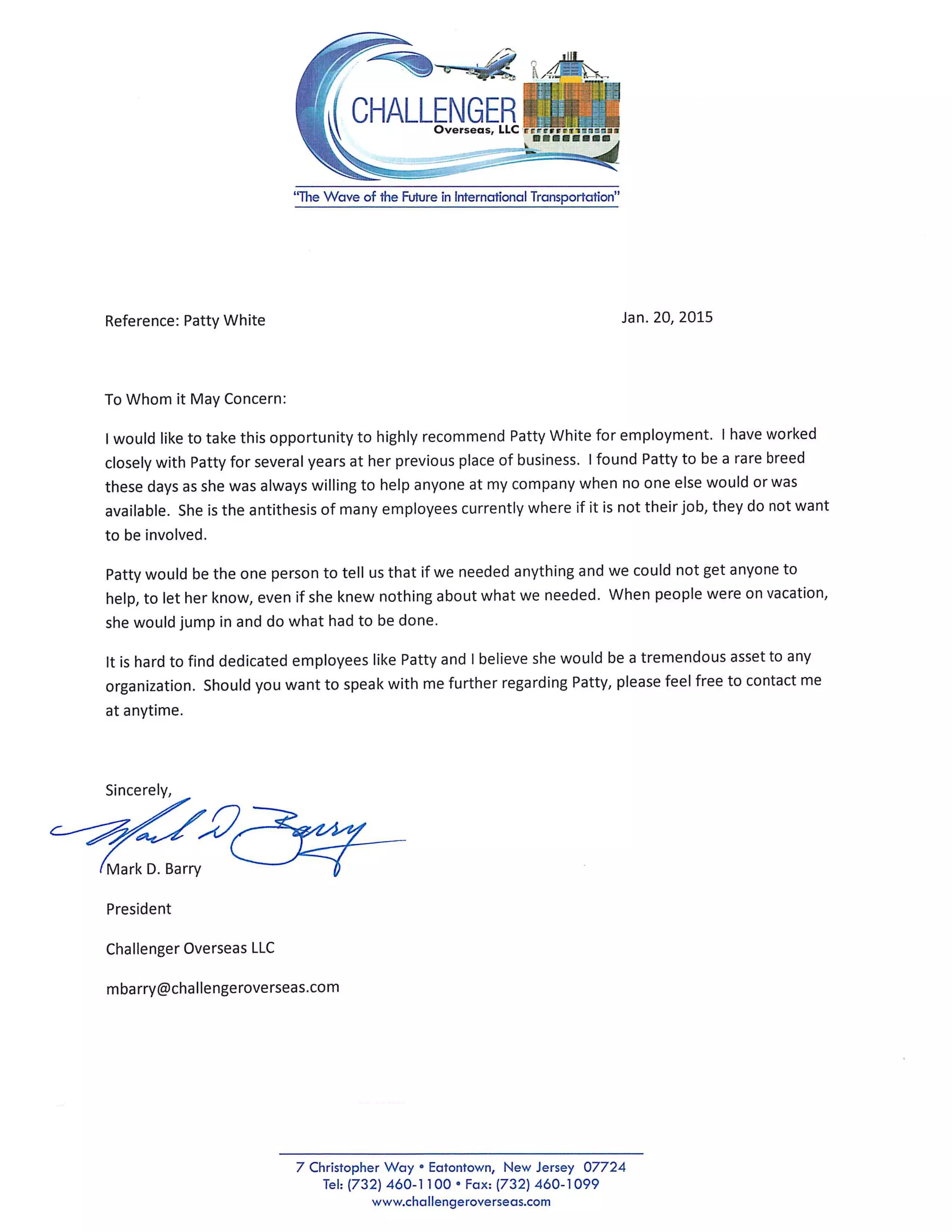 Mark Barry Rec Letter | PDF