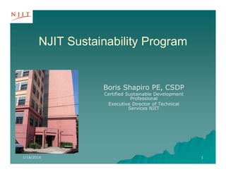 Boris Shapiro Sustainability Program in NJIT | PDF