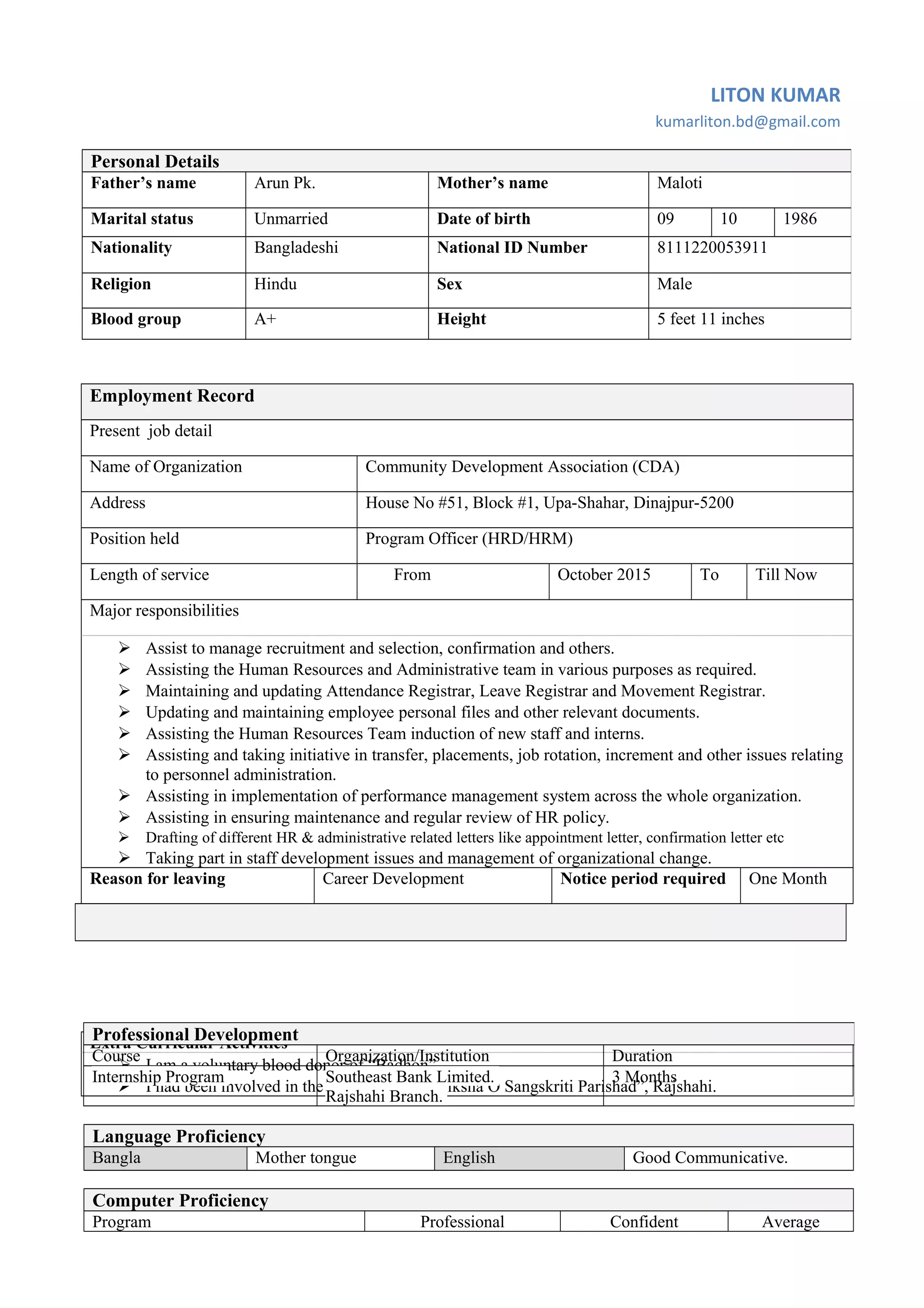 RESUME OF LITON | PDF