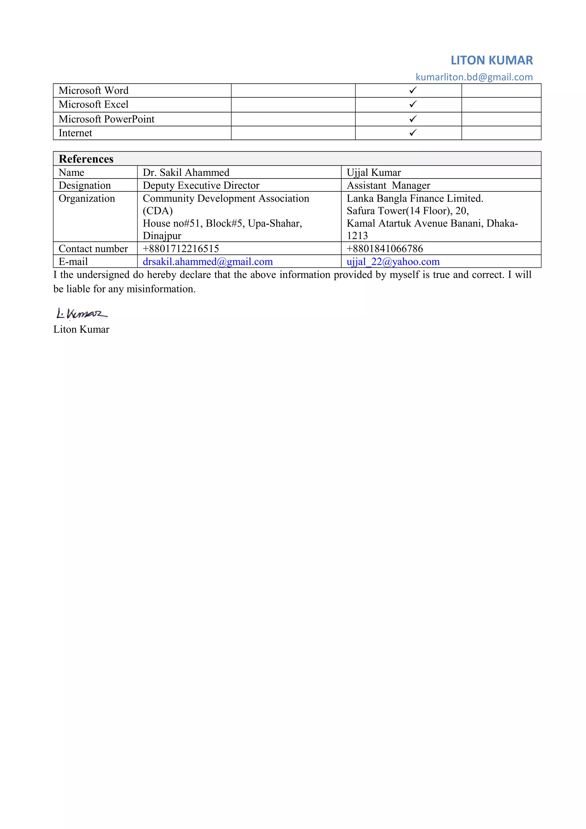 RESUME OF LITON | PDF