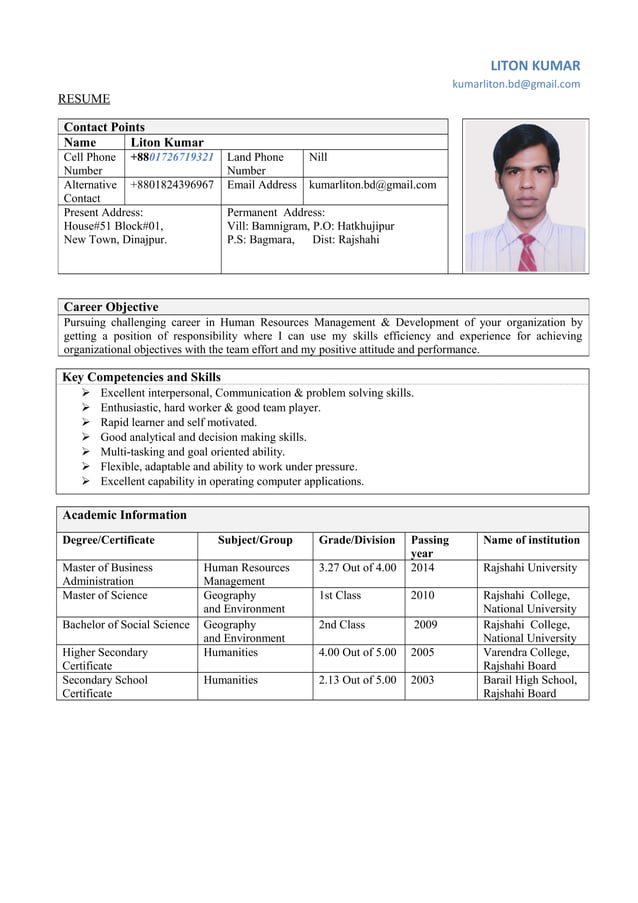 RESUME OF LITON | PDF