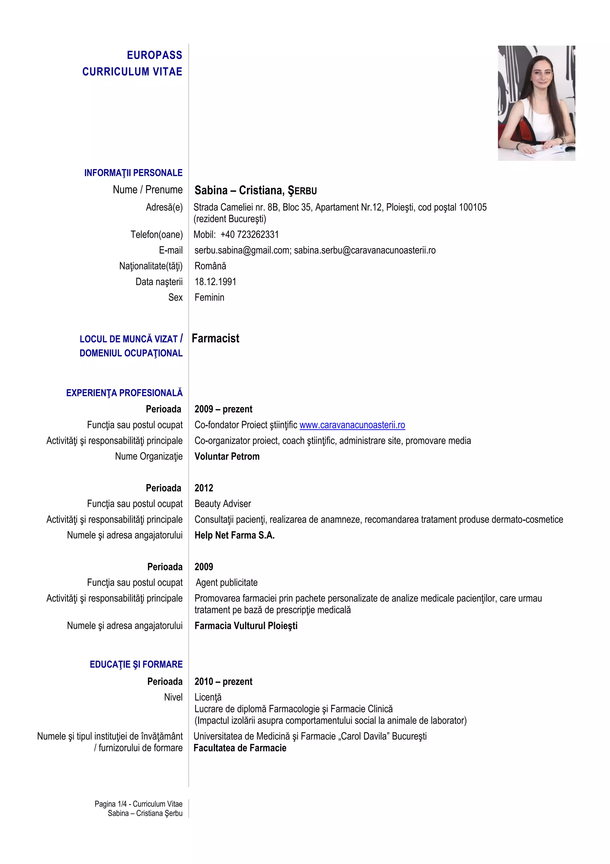 CV Sabina Serbu_ro | PDF