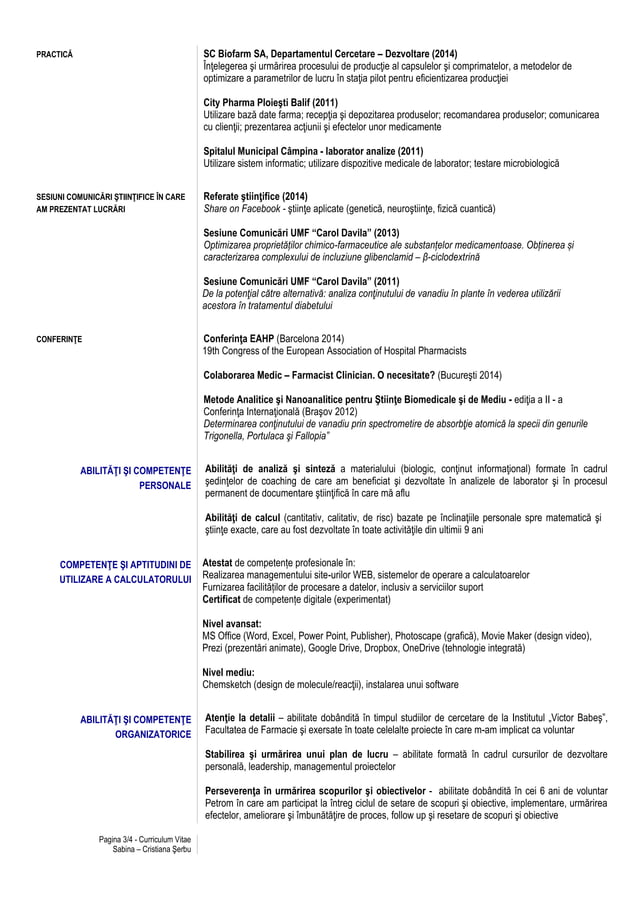 CV Sabina Serbu_ro | PDF