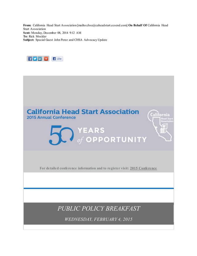 Head Start Policy Breakfast Announcement | PDF