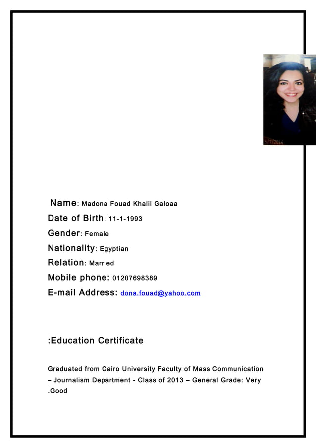 Madona s CVvv | DOC | Education