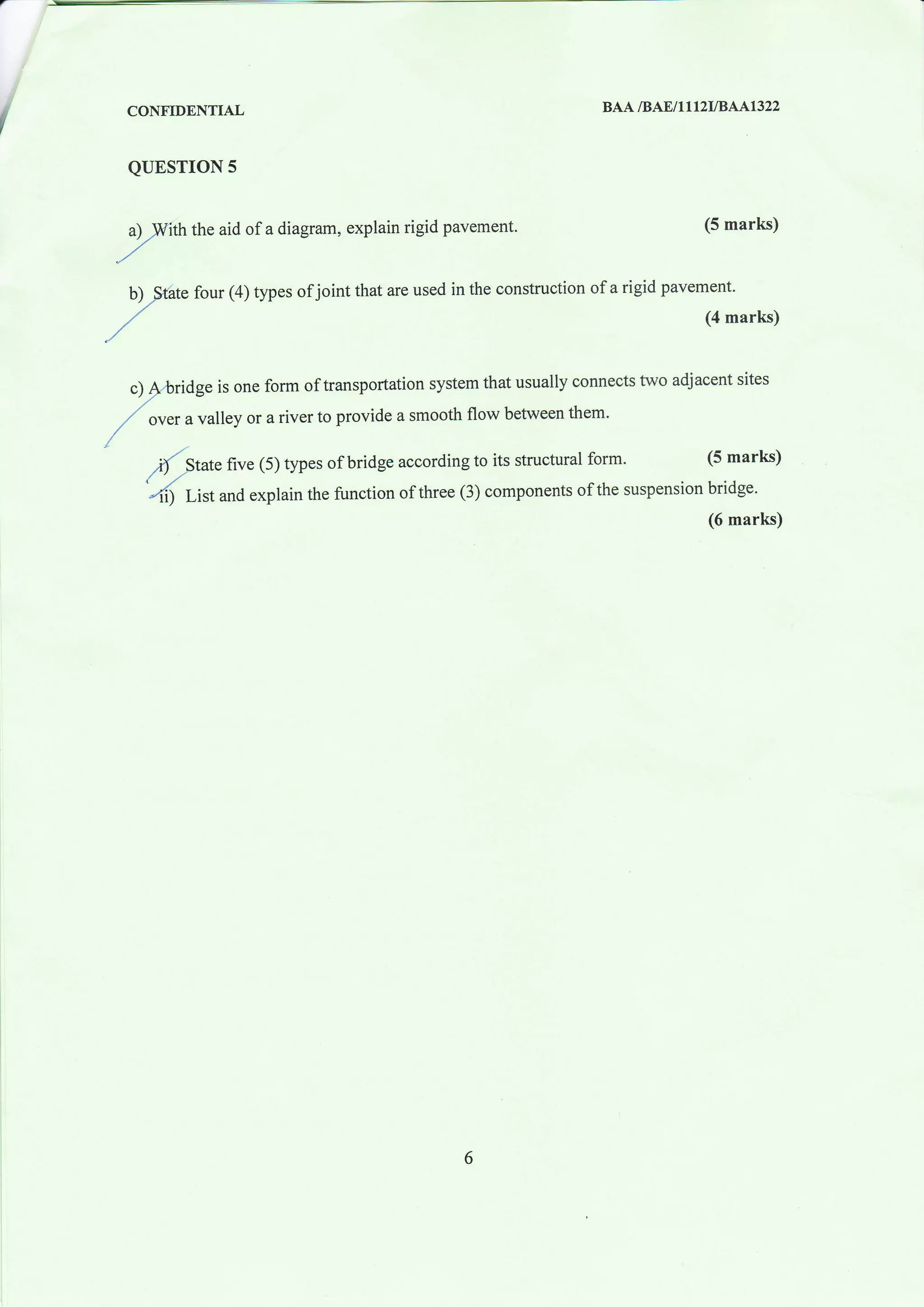BAA 1322 CONSTRUCTION ENGINEERING FINAL EXAM PAPER | PDF