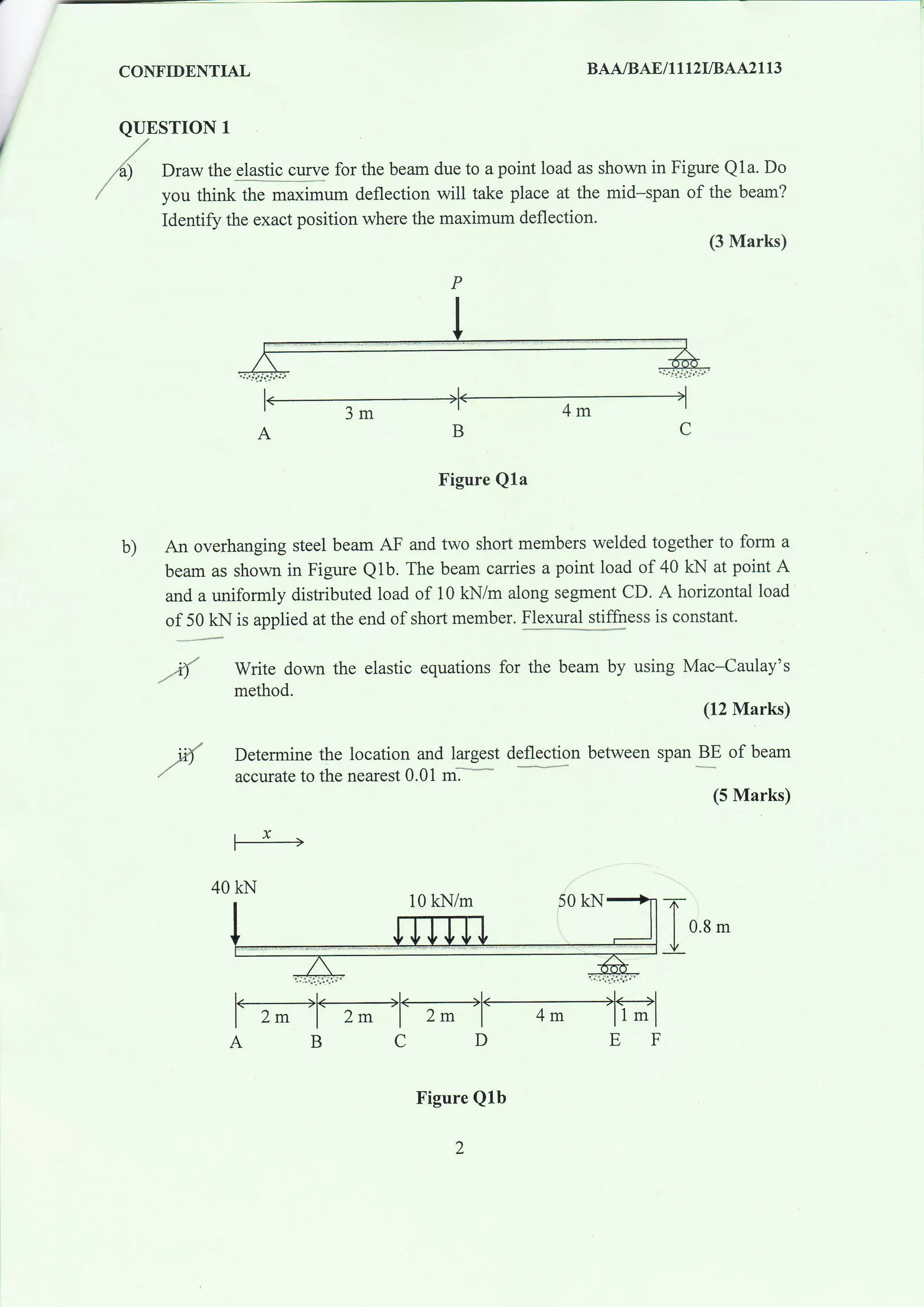 BAA 2113 - THEORY OF STRUCTURE FINAL EXAM PAPER | PDF