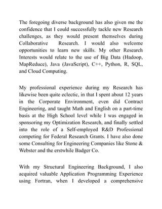 Summary of Professional Background and Research Objectives | RTF