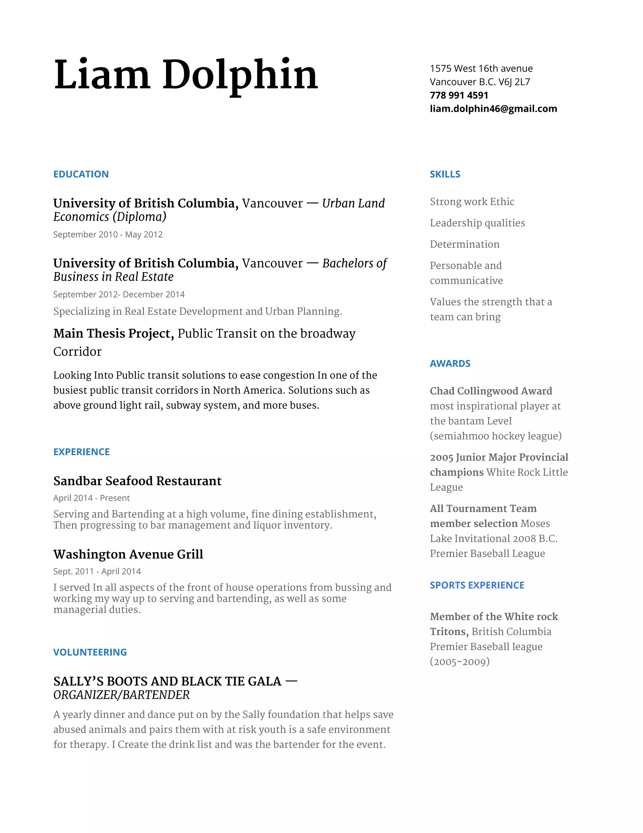 Liam Dolphin Resume 2 - Google Docs | PDF