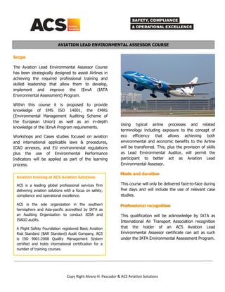 Aviation Lead Environmental Assessor Course | PDF