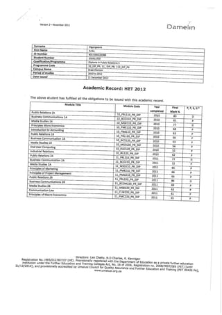 Statement of Results-Damelin | PDF