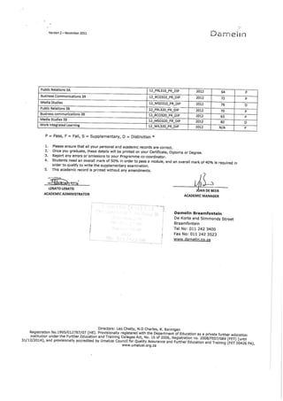 Statement of Results-Damelin | PDF