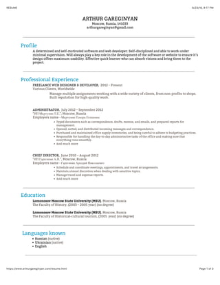 RESUME | PDF | Web Development | Internet