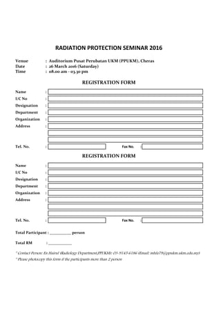 Registration form for CME PPUKM 2016 | PDF