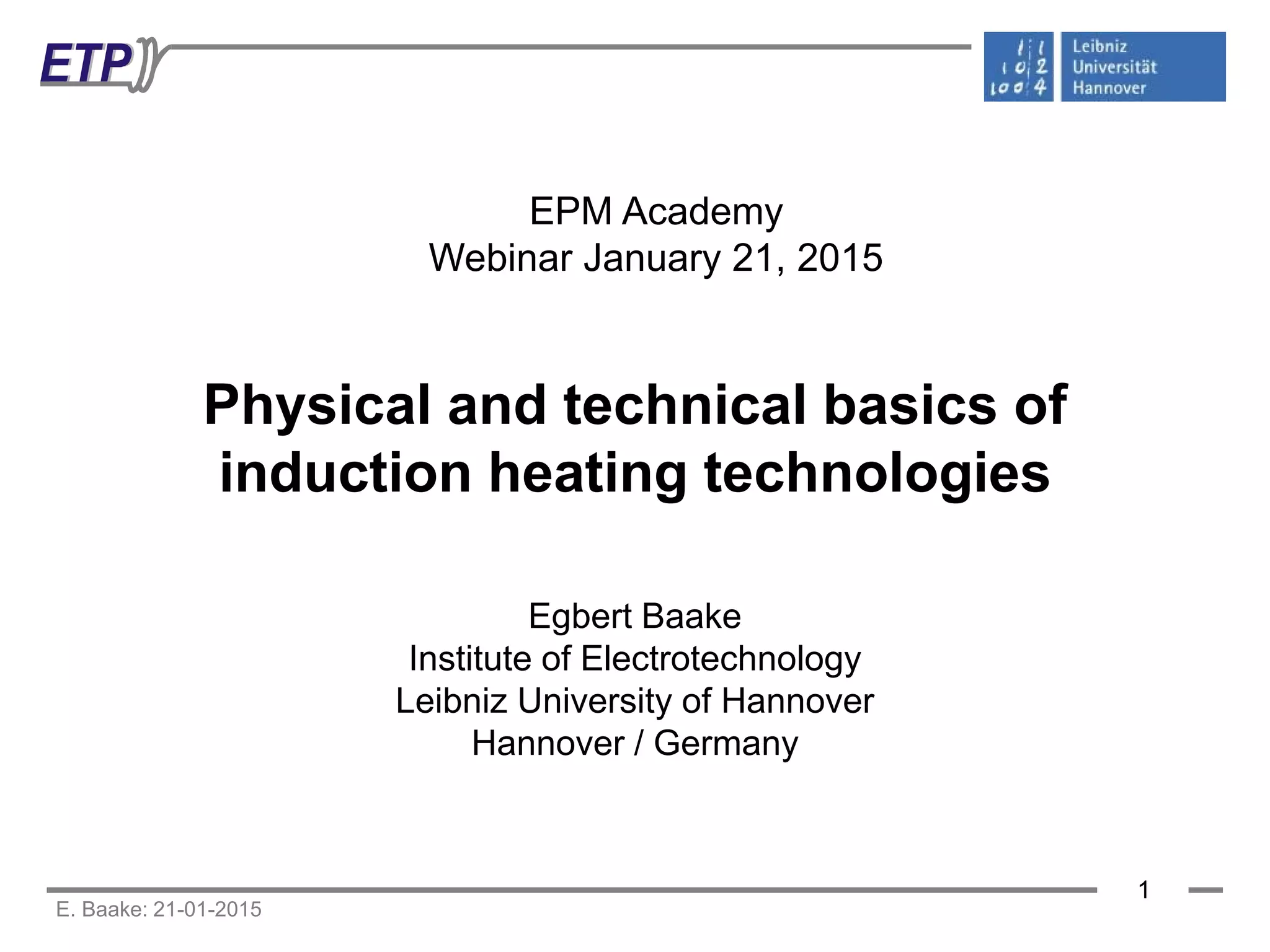 Physical and technical basics of induction heating technologies | PDF