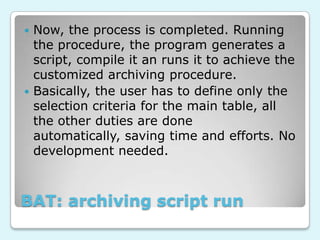 Baan archiving toolset | PPTX