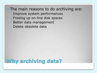 Baan archiving toolset | PPTX