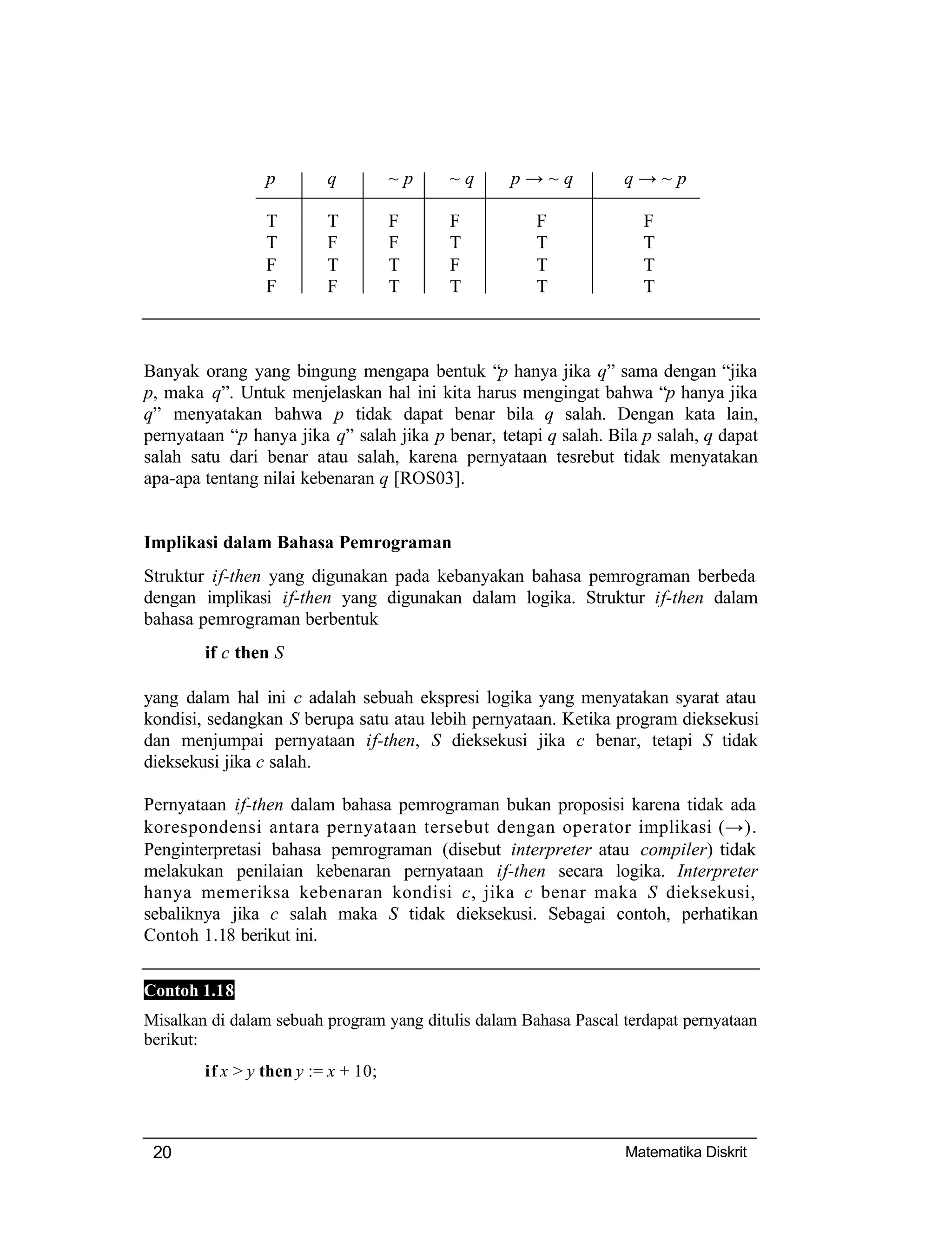 Bab 01 logika mtk diskrit | PDF