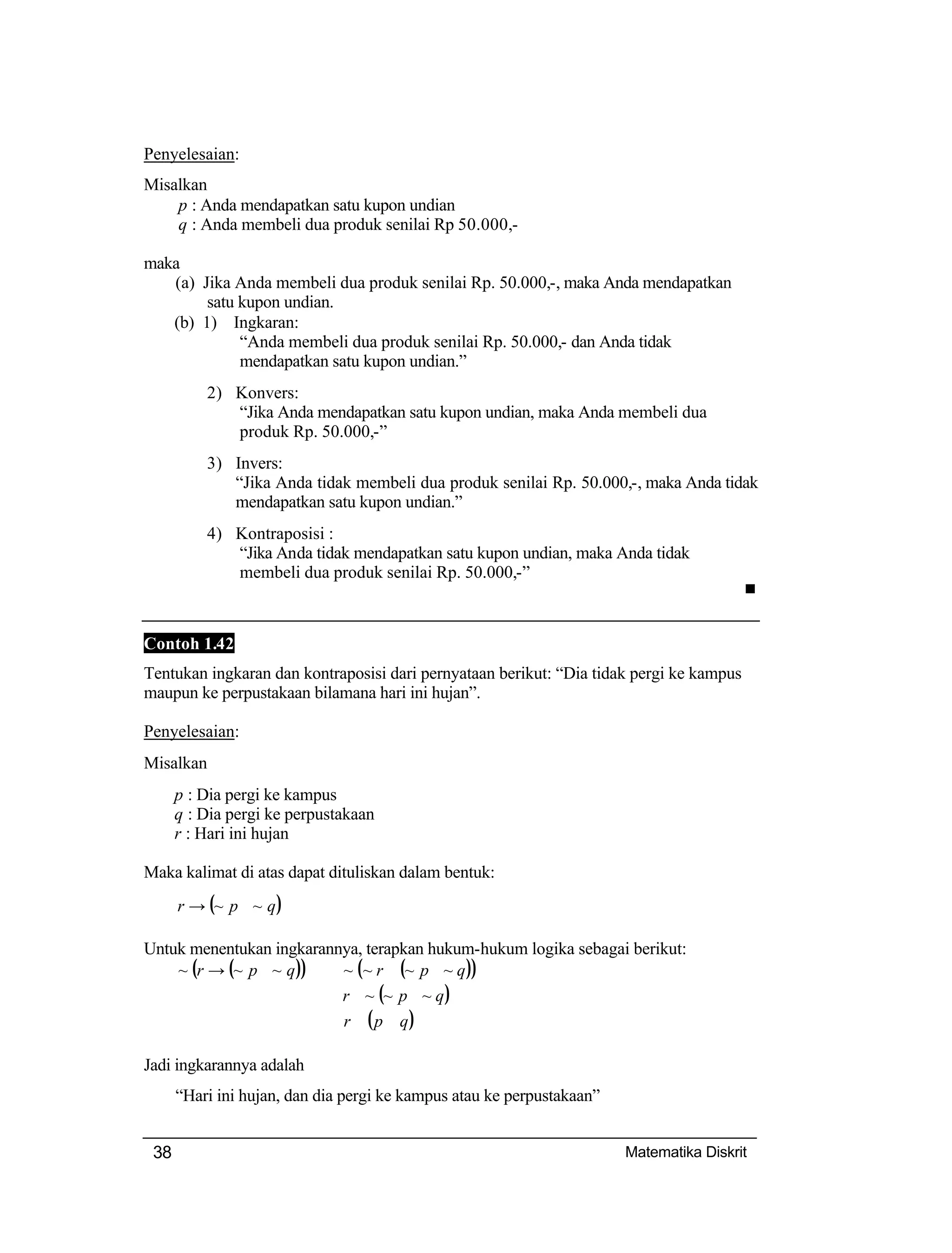 Bab 01 logika mtk diskrit | PDF