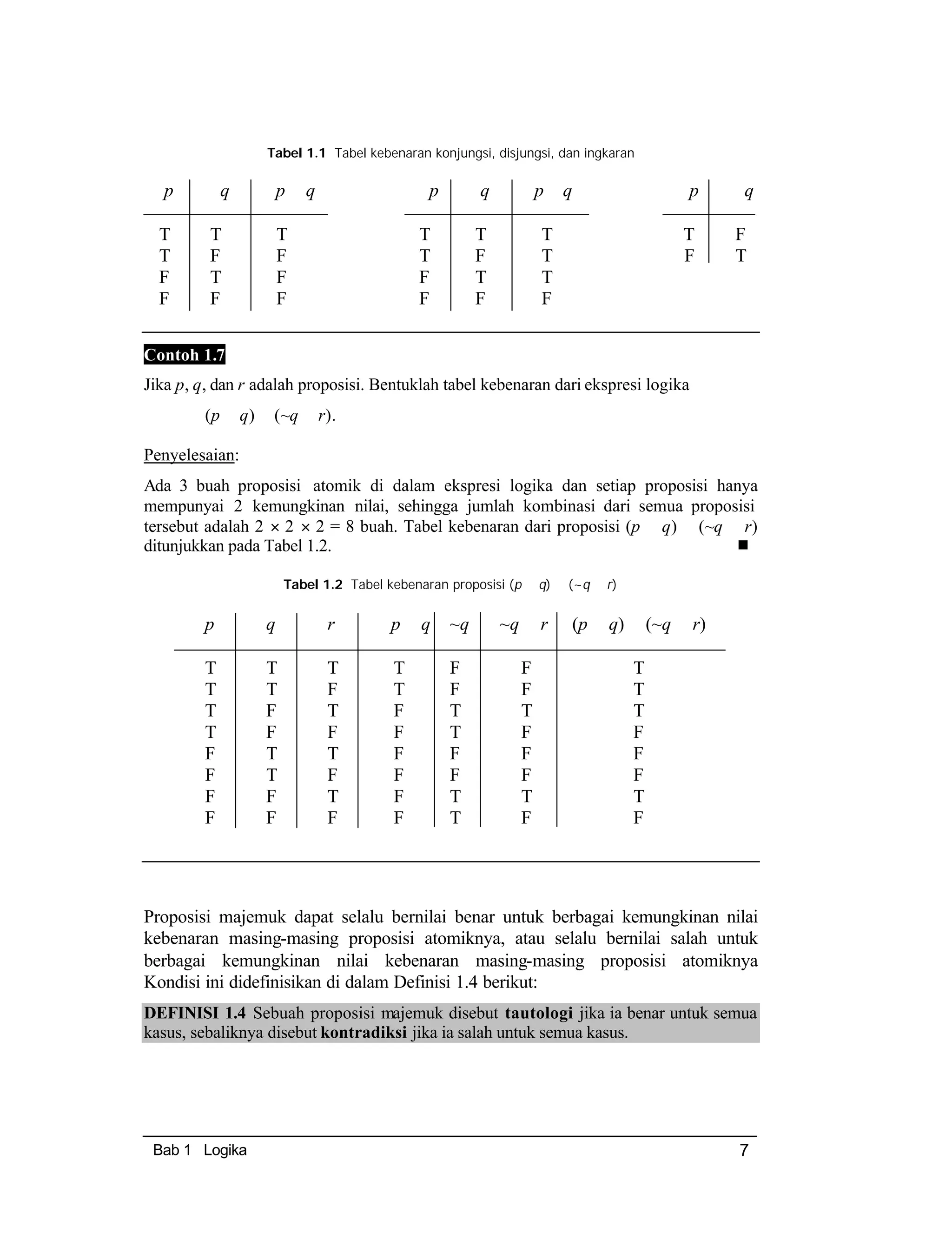 Bab 01 logika mtk diskrit | PDF