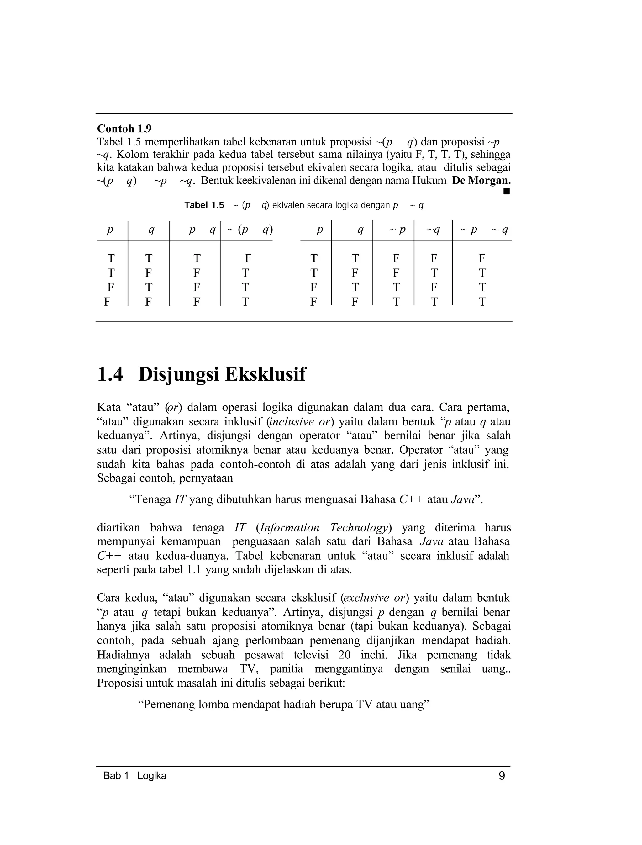 Bab 01 logika mtk diskrit | PDF