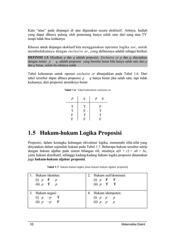 Bab 01 logika mtk diskrit | PDF
