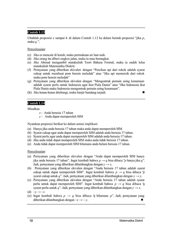 Bab 01 logika mtk diskrit | PDF