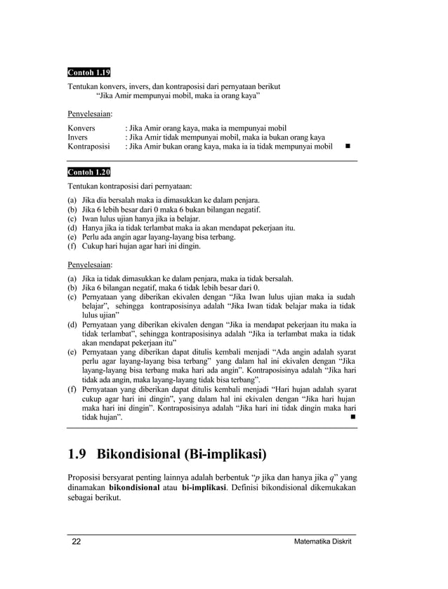 Bab 01 logika mtk diskrit | PDF