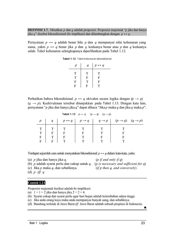 Bab 01 logika mtk diskrit | PDF