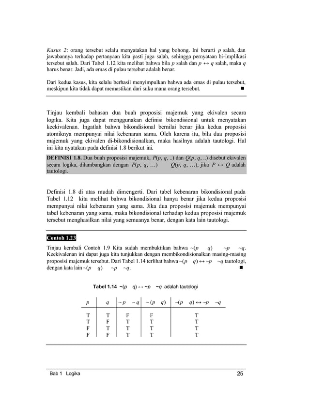 Bab 01 logika mtk diskrit | PDF