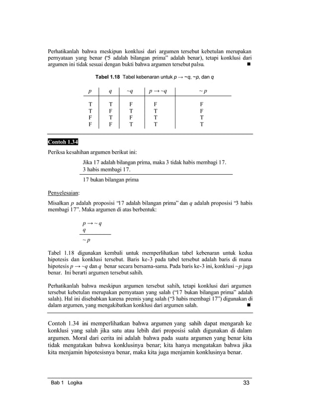 Bab 01 logika mtk diskrit | PDF
