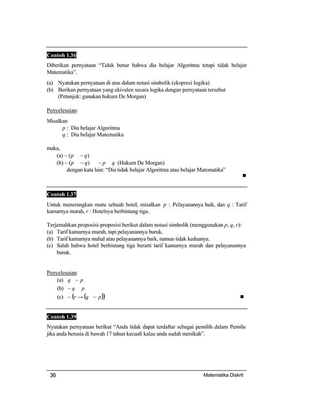 Bab 01 logika mtk diskrit | PDF
