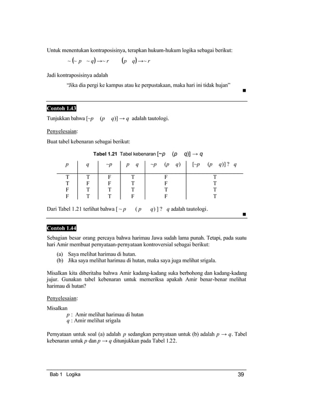 Bab 01 logika mtk diskrit | PDF