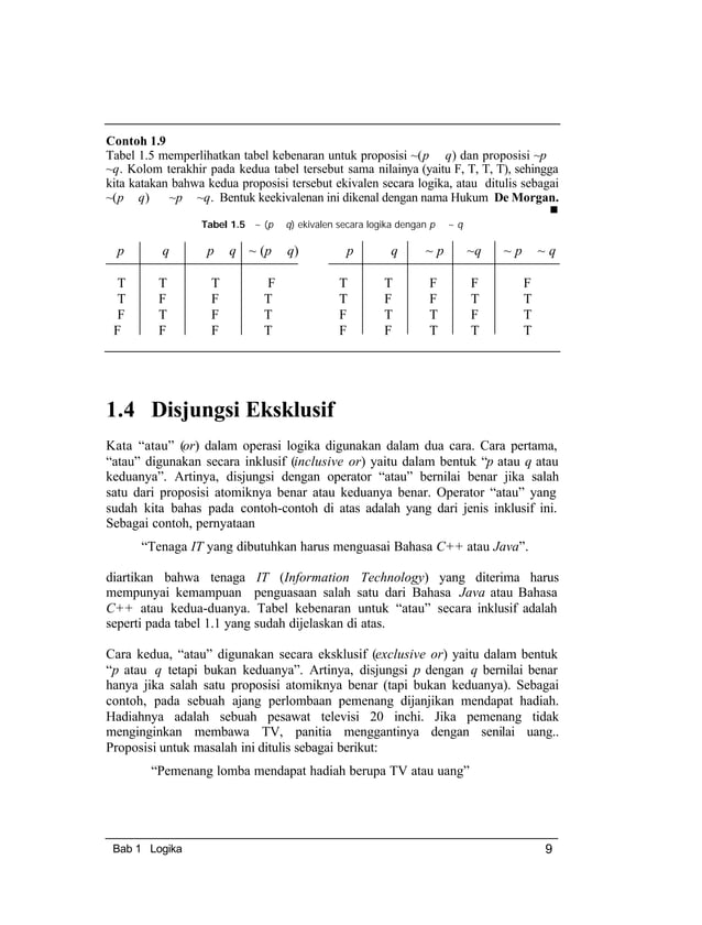 Bab 01 logika mtk diskrit | PDF