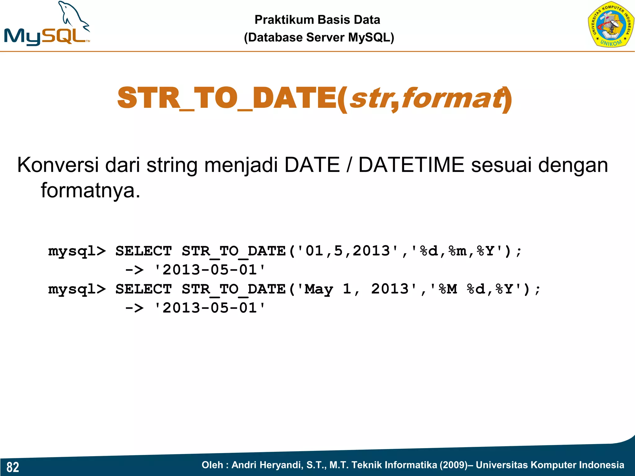 Pernyataan Select: Function Date/Time | PDF