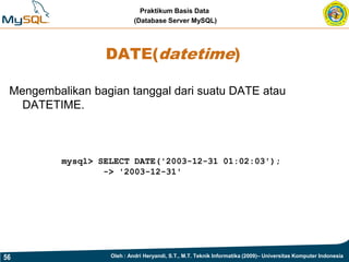 Pernyataan Select: Function Date/Time | PDF