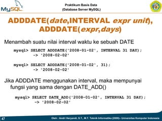 Pernyataan Select: Function Date/Time | PDF