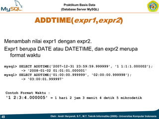 Pernyataan Select: Function Date/Time | PDF