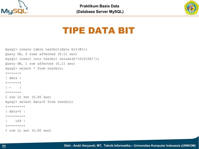 Tipe Data pada MySQL | PDF