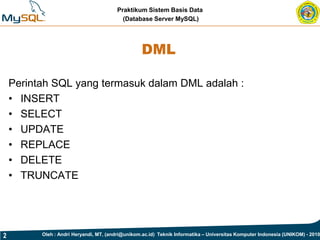 Bab 07-data manipulation language | PPT