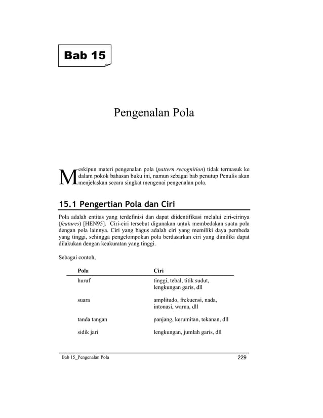 Bab 15 pengenalan pola | PDF