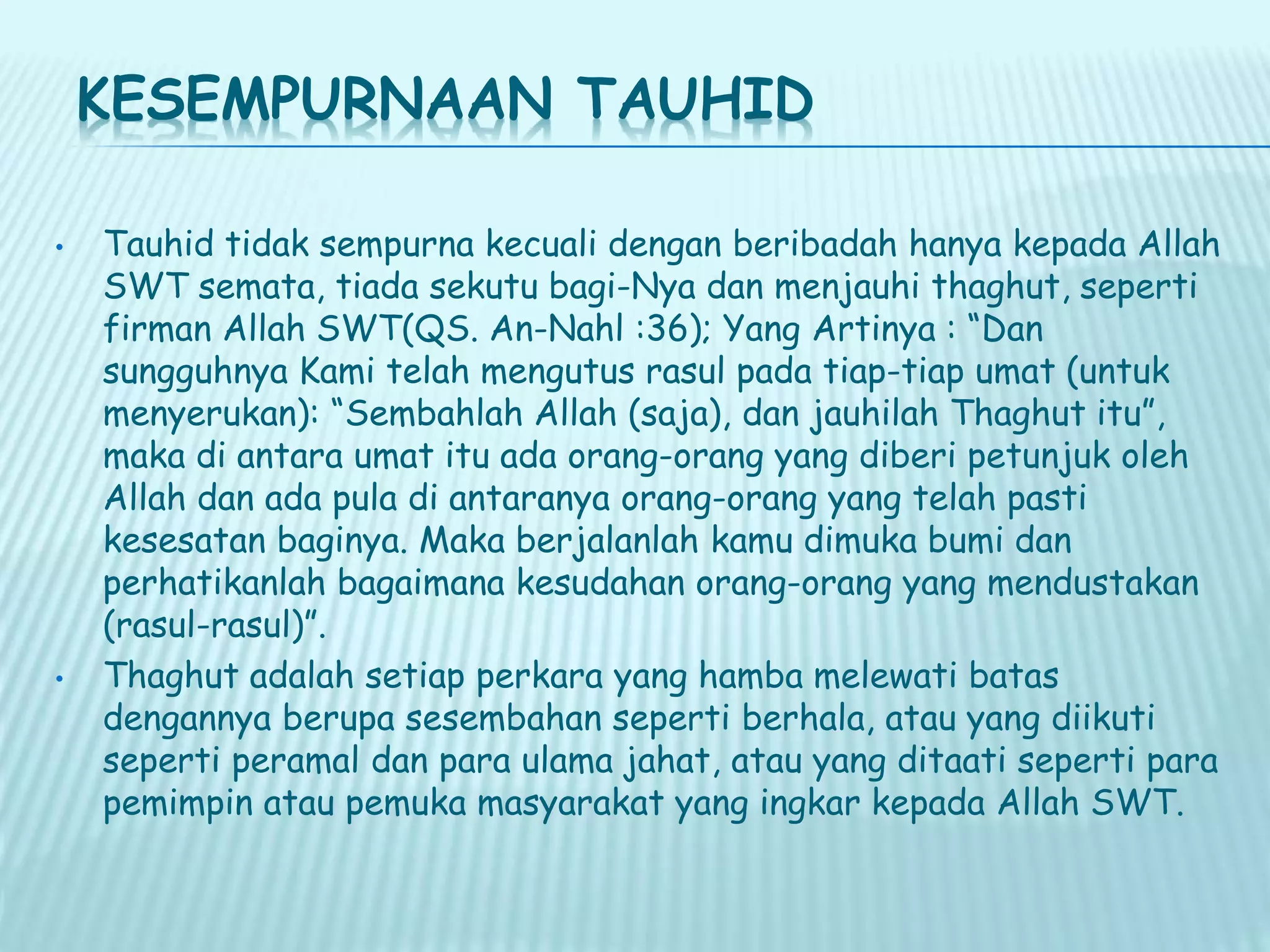 Bab. ii tauhid dalam islam powerpoint | PPTX