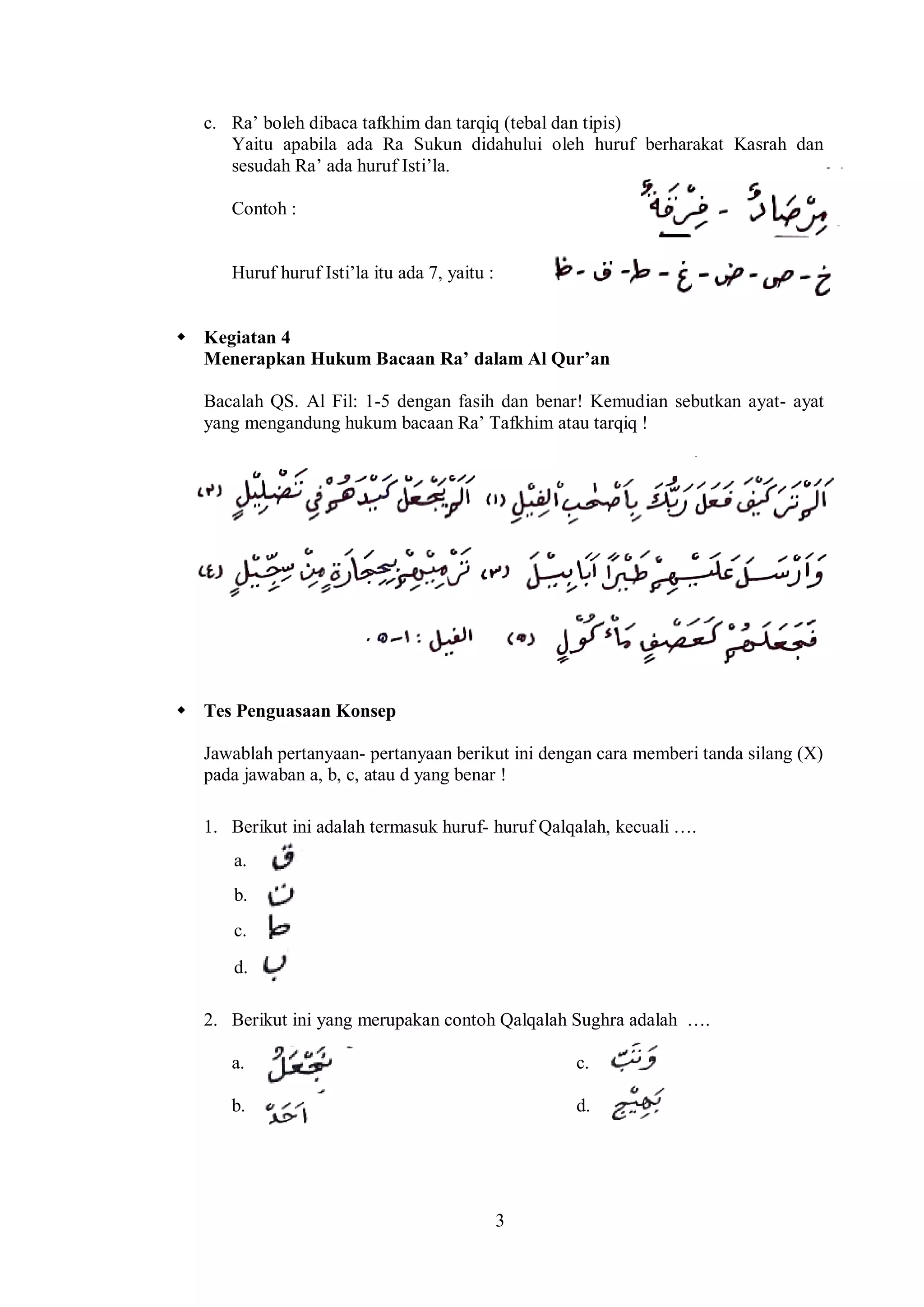 Bab 1 Hukum Bacaan Qalqalah dan Ra | PDF