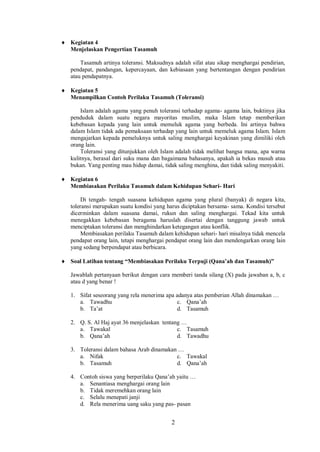 Bab 4 Perilaku Terpuji (Qnaah dan Tasamuh) | PDF