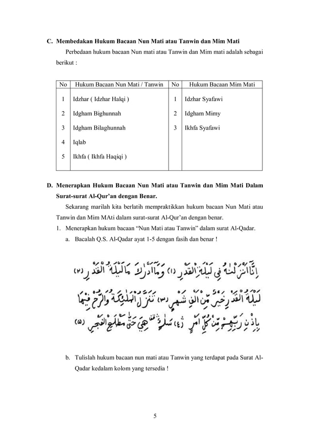 Bab 9 Hukum Bacaan Nun Mati dan Mim Mati | PDF Bab 9 Hukum Bacaan Nun Mati dan Mim Mati | PDF