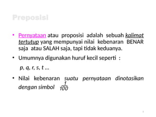 Materi Logika Matematika, Matematika Diskrit | PPTX