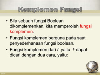 Aljabar Boolean dan fungsi Boolean | PPTX