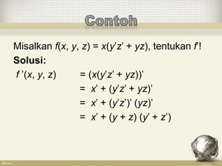 Aljabar Boolean dan fungsi Boolean | PPTX